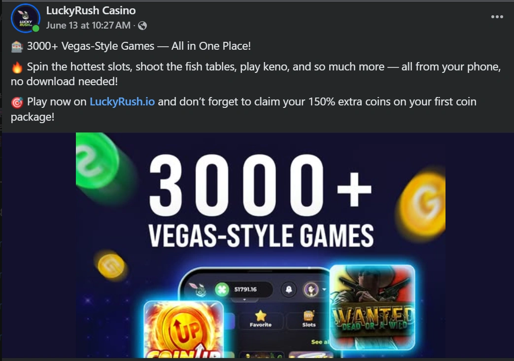 LuckyRush.io Review 2026: 25,000 Gold Coins Bonus Guide